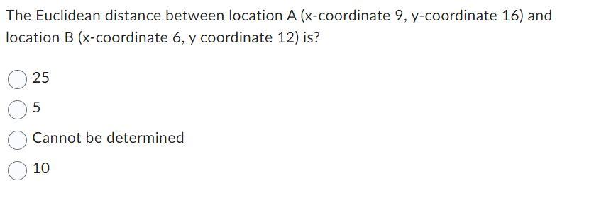 Solved The Euclidean distance between location | Chegg.com
