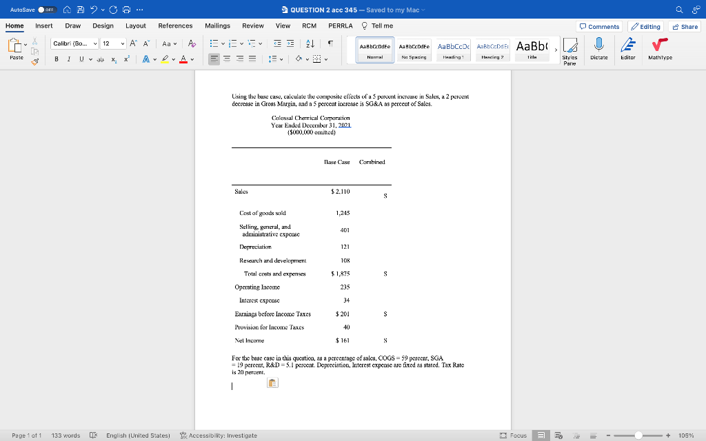 Solved Using the base cass, calculate the composite effects | Chegg.com