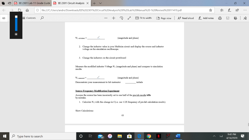 - EE 2301 Lab 11 Grade Guide B EE 2301 Circuit | Chegg.com