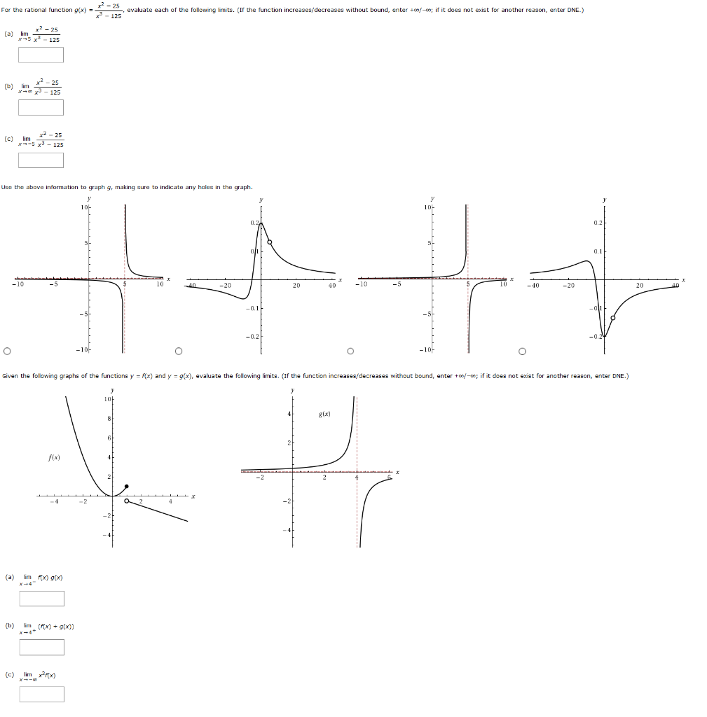 Solved For the rational function g(x) = x2-25, evaluate each | Chegg.com