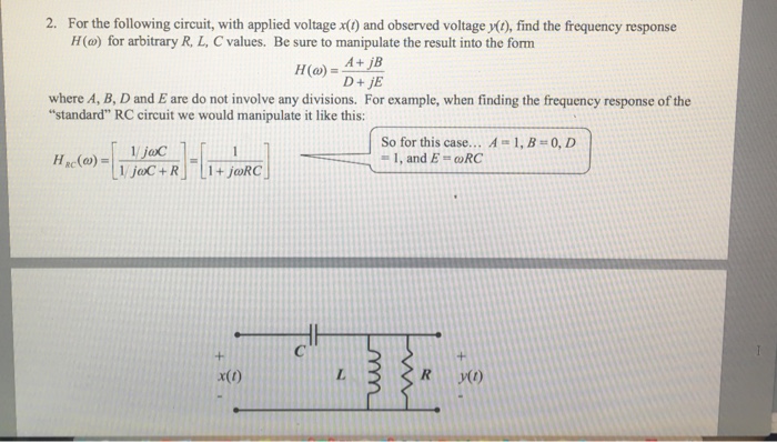 Solved 2. For the following circuit, with applied voltage | Chegg.com
