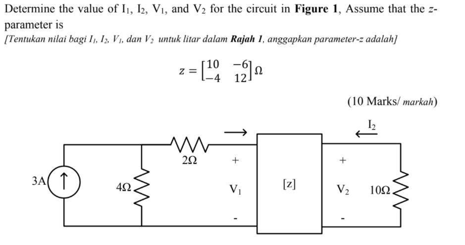 Solved Determine the value of I1, I2, VI, and V2 for the | Chegg.com
