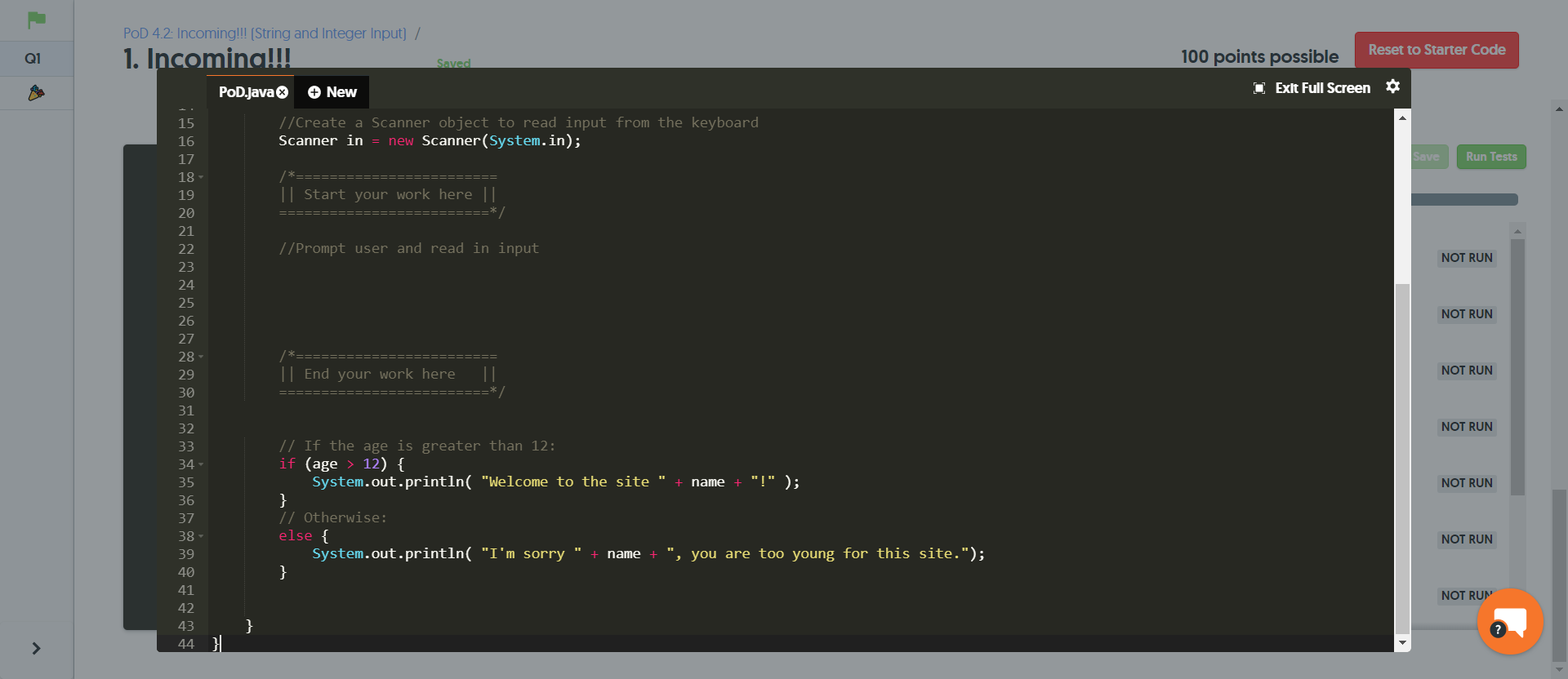 Solved POD 4.2 Incoming!!! (String and Integer Input) / 1. | Chegg.com