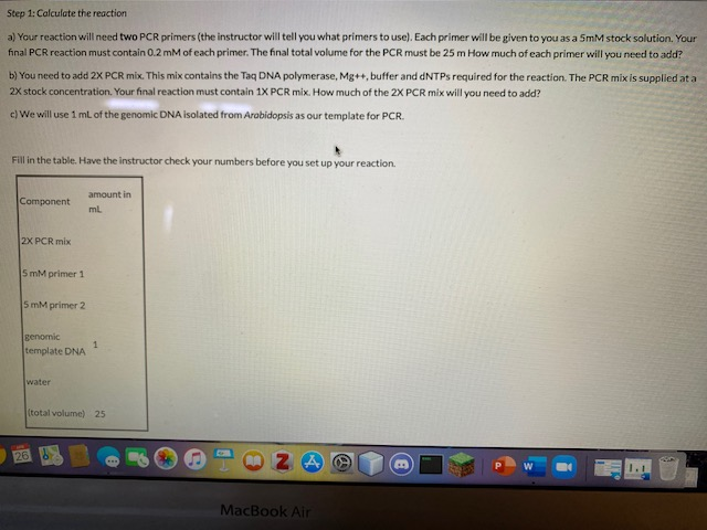 Solved Step 1: Calculate the reaction a) Your reaction will | Chegg.com