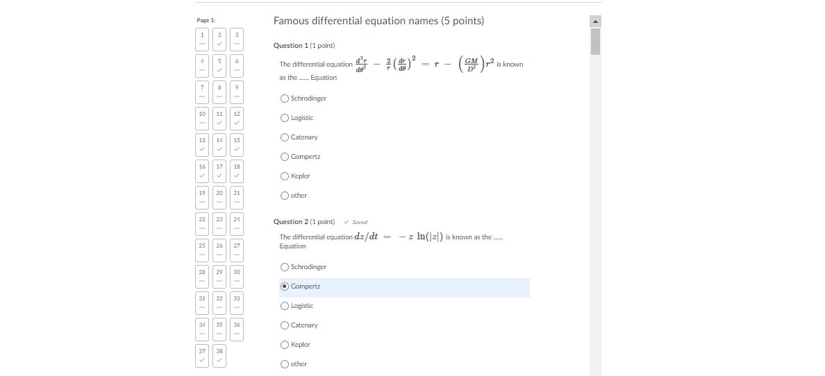 Solved Page 1 Famous differential equation names (5 points) | Chegg.com