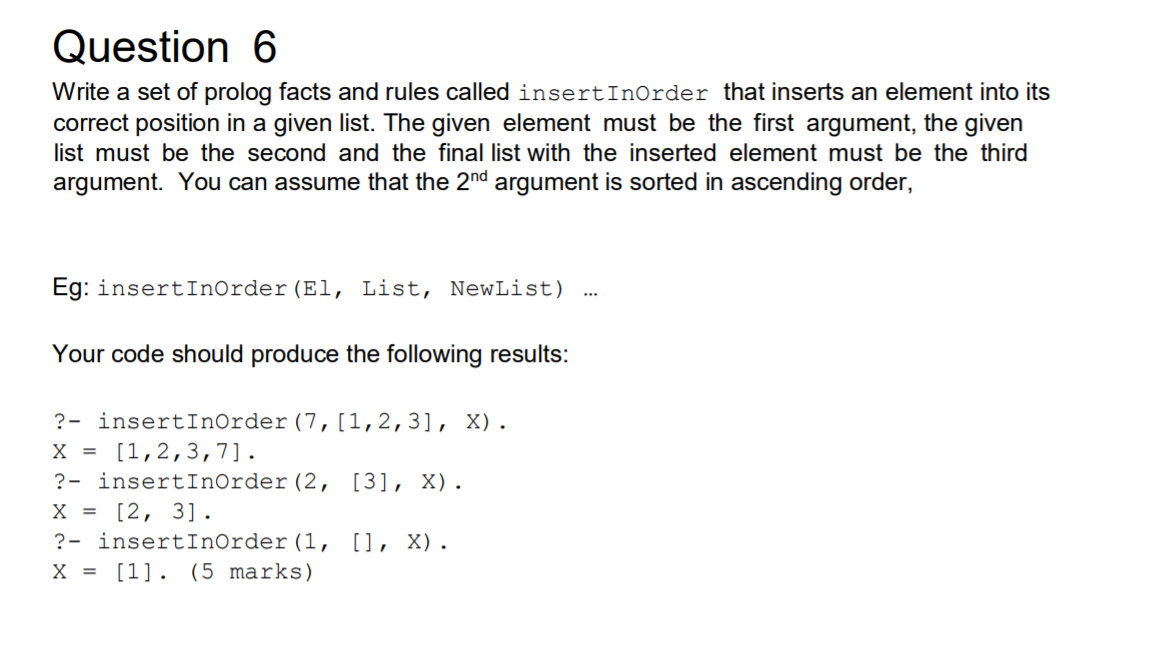 Question 6 Write a set of prolog facts and rules | Chegg.com