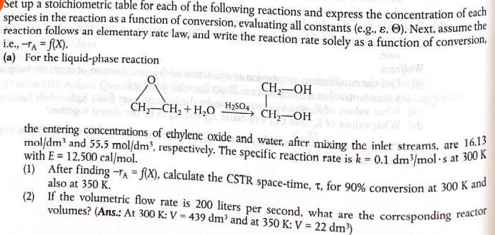 Solved Set up a stoichiometric table for each of the | Chegg.com
