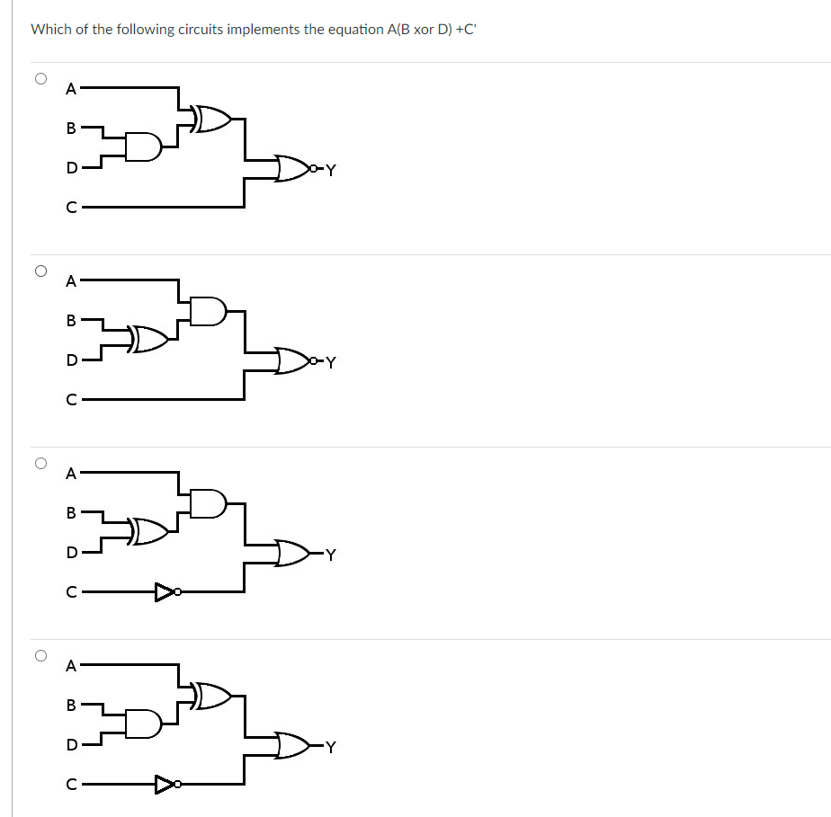 Solved Which of the following circuits implements the | Chegg.com