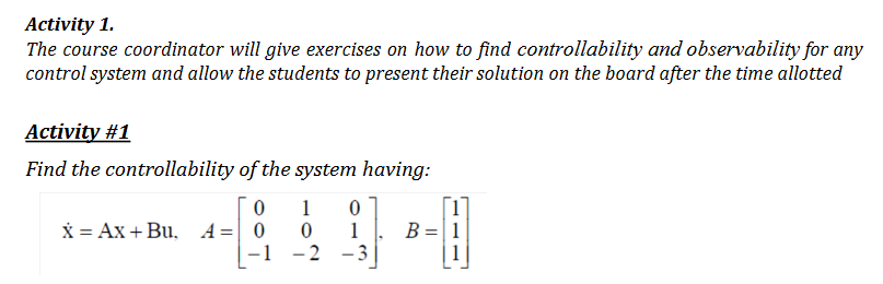 Solved Activity 1. The course coordinator will give | Chegg.com