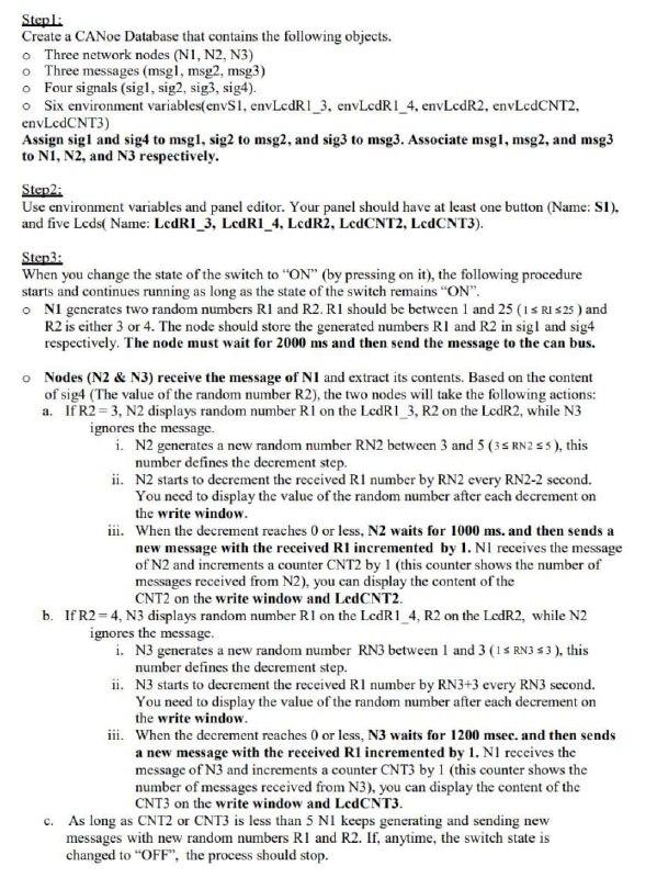 Solved Stepl: Create a CANoe Database that contains the | Chegg.com