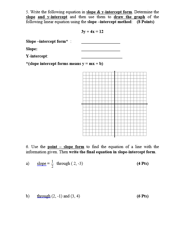 Solved 5. Write the following equation in slope & | Chegg.com