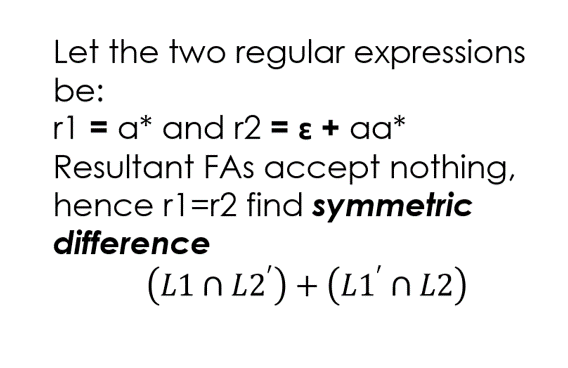 Solved Let the two regular expressions be: r1 = a* and r2 = | Chegg.com