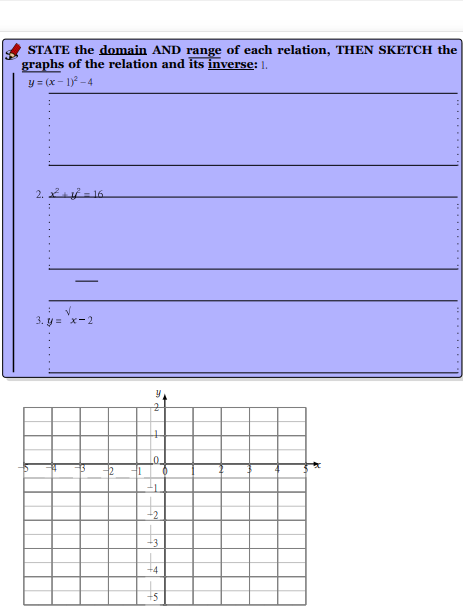 Solved STATE the domain AND range of each relation, THEN | Chegg.com