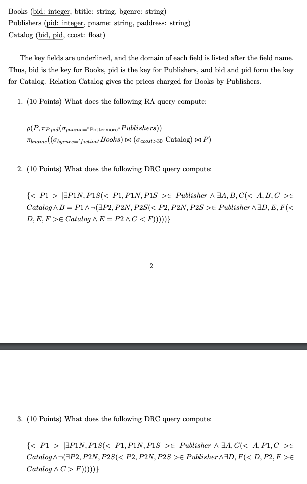 Solved Books (bid: integer, btitle: string, bgenre: string) | Chegg.com