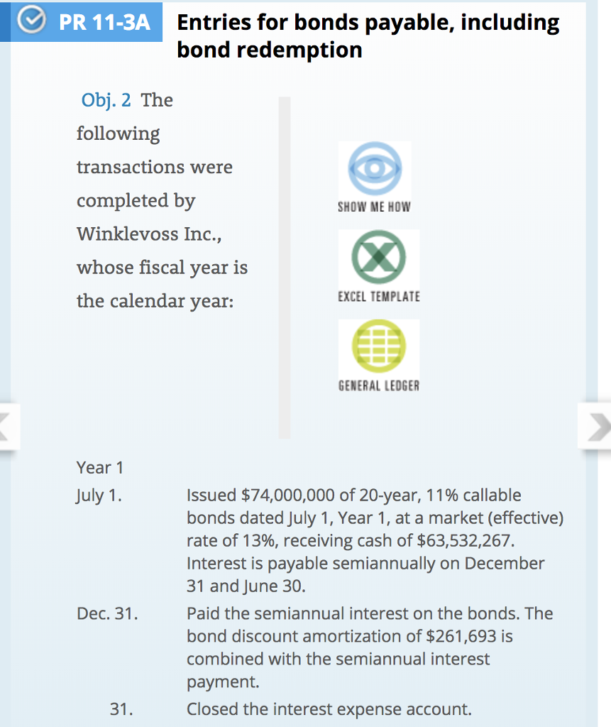Solved C) PR 11-3A Entries for bonds payable, including bond | Chegg.com