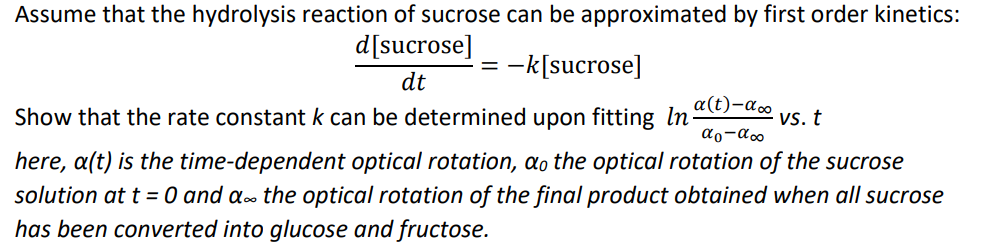 Solved = Assume that the hydrolysis reaction of sucrose can | Chegg.com