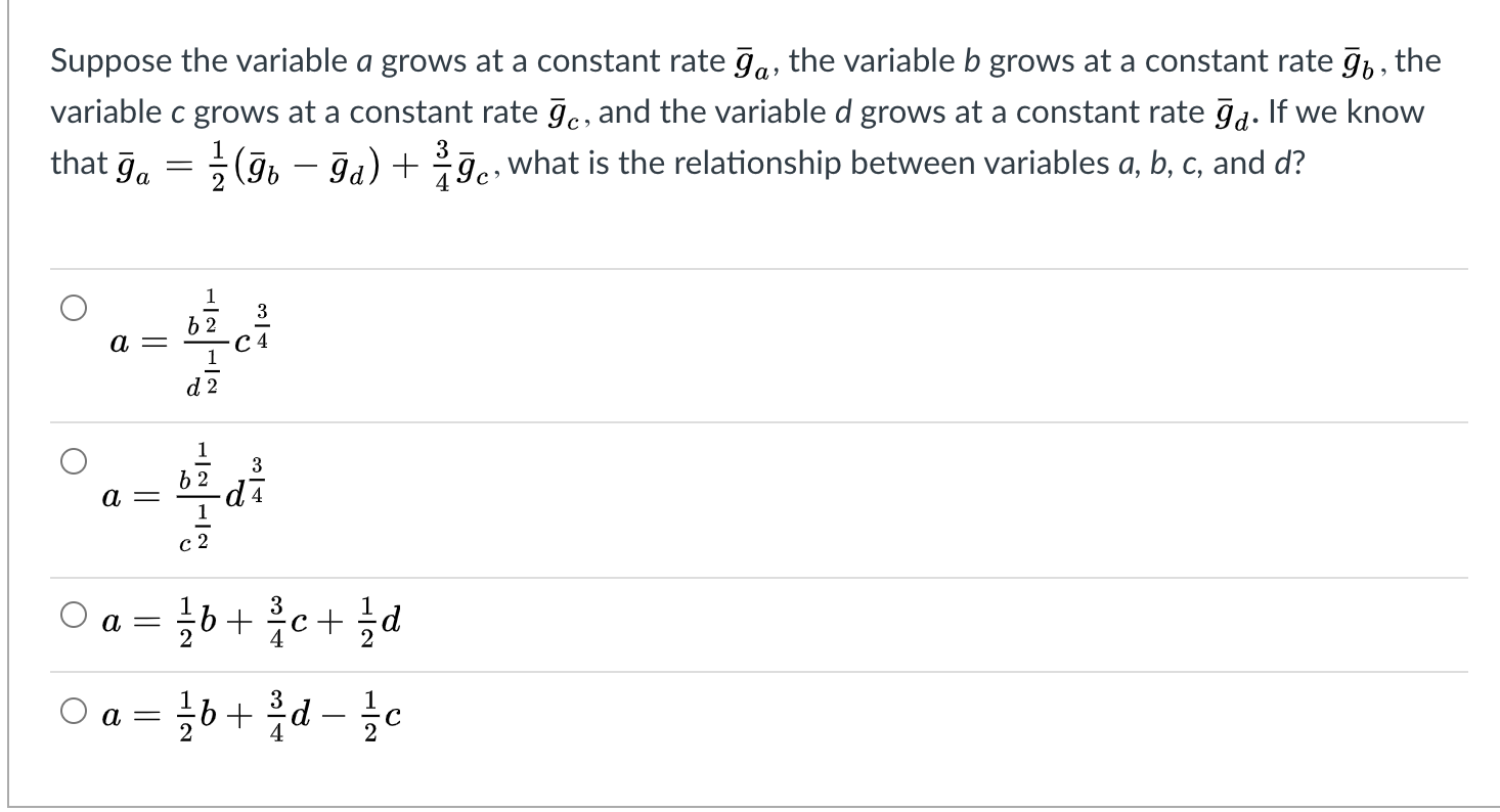 Solved Suppose the variable a grows at a constant rate Ja, | Chegg.com