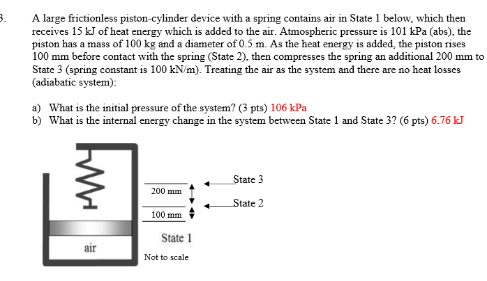 Solved A large frictionless piston-cylinder device with a | Chegg.com