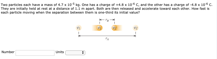 Solved Two particles each have a mass of 4.7 x 10-5 kg. One | Chegg.com