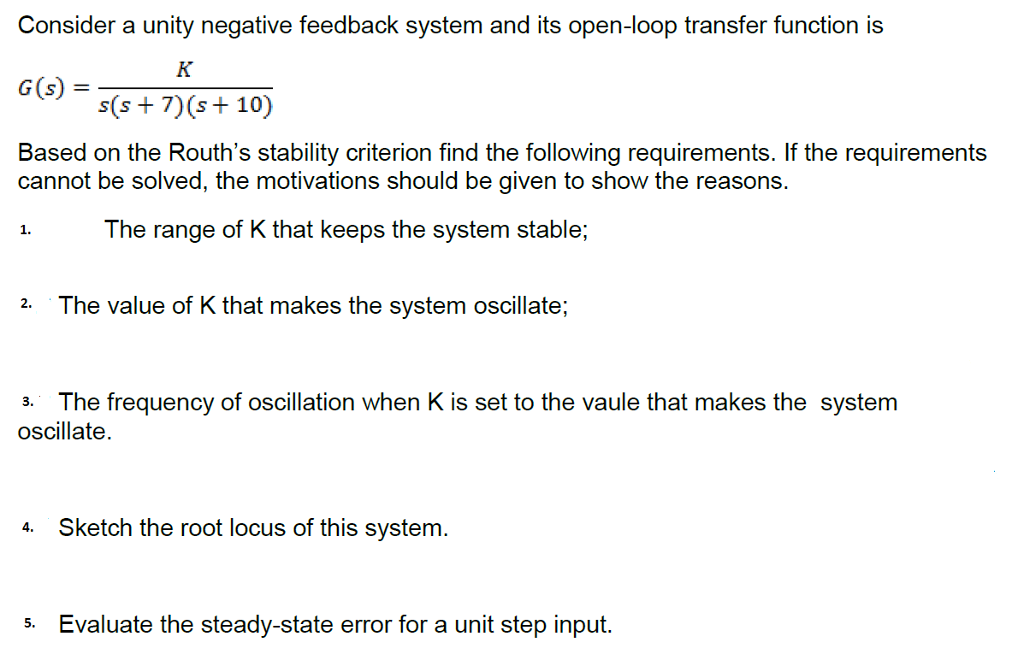 Solved Consider a unity negative feedback system and its | Chegg.com