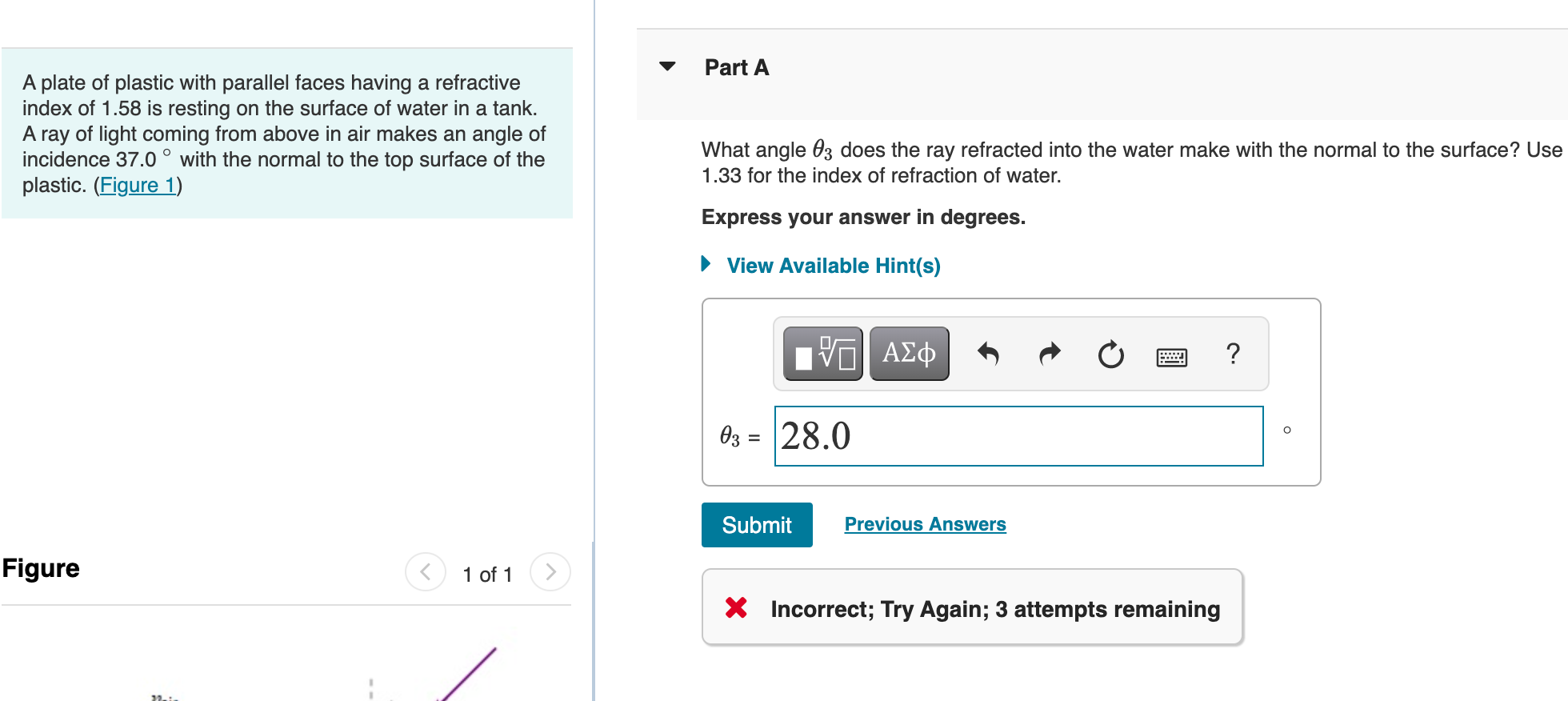 Solved A plate of plastic with parallel faces having a | Chegg.com