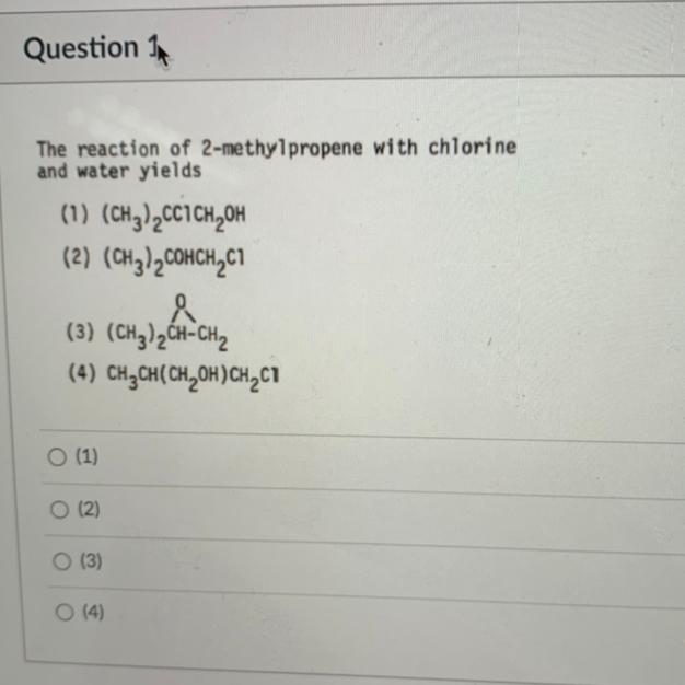 Solved Question 11 The reaction of 2-methylpropene with | Chegg.com