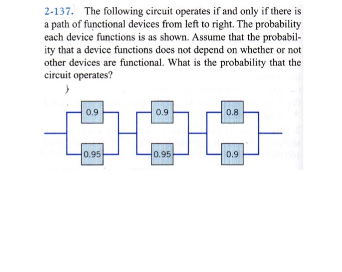 Solved 2 137 The Following Circuit Operates If And Only If Chegg