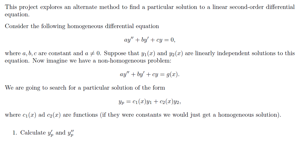Solved This project explores an alternate method to find a | Chegg.com