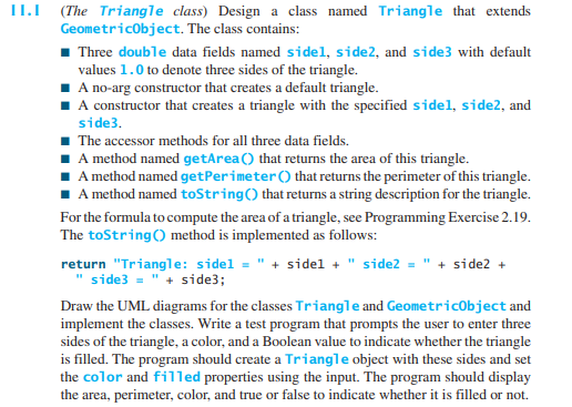 Solved II.I (The Triangle class) Design a class named | Chegg.com