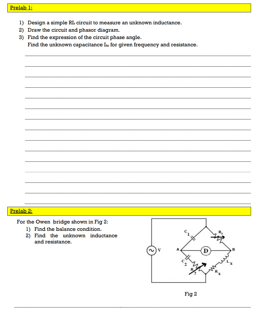 Prelab 1: 1) ﻿Design a simple RL circuit to measure | Chegg.com