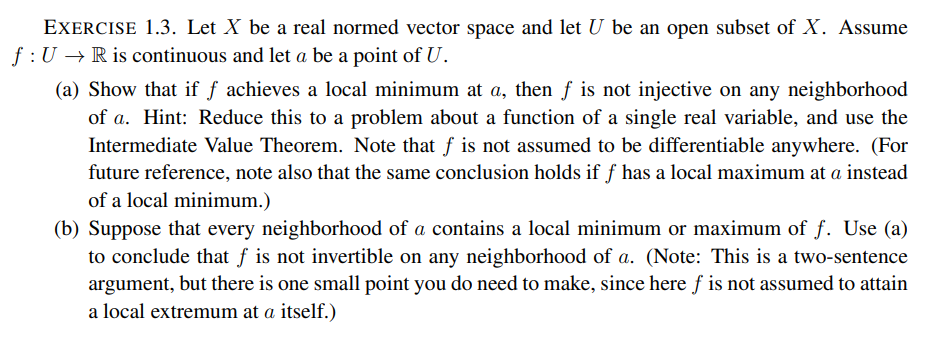 Solved EXERCISE 1.3. Let X be a real normed vector space and | Chegg.com