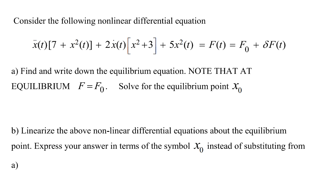 Consider the following nonlinear differential | Chegg.com
