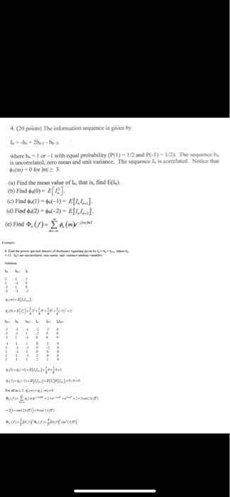 Solved 4.(20 points) The information sequence is given by | Chegg.com