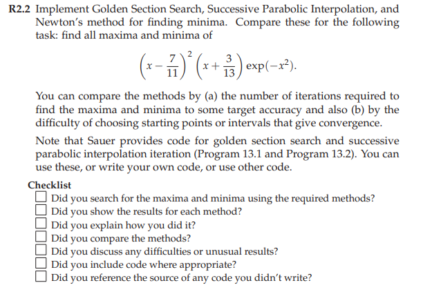 Solved 2.2 Implement Golden Section Search, Successive | Chegg.com