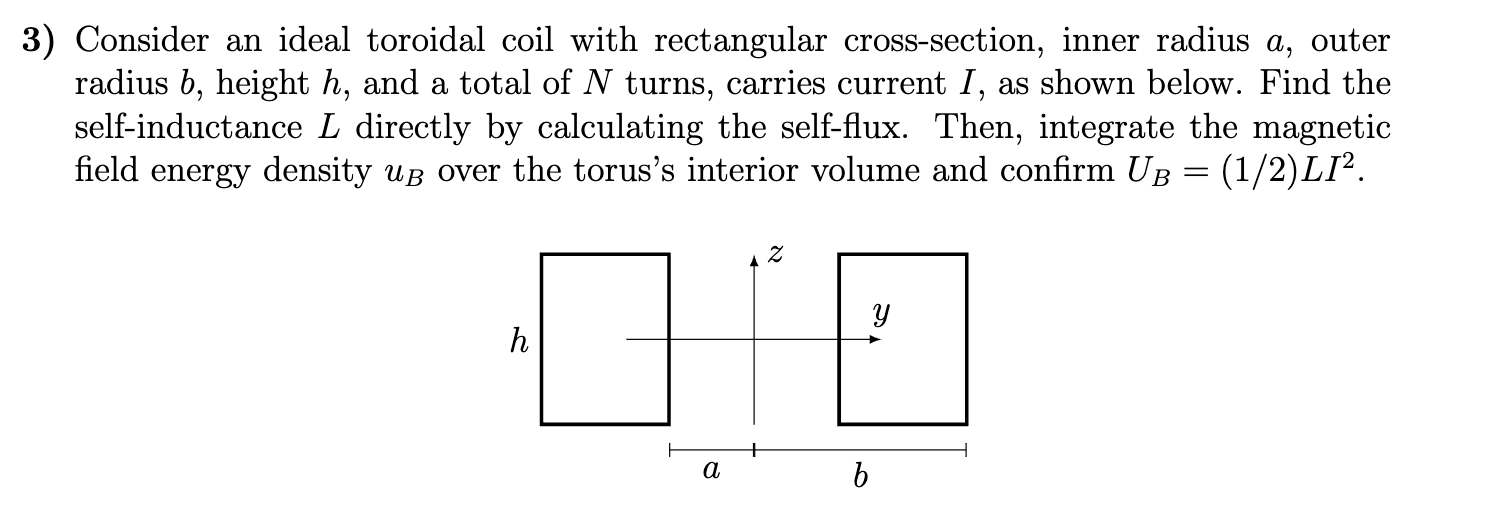 Solved 3) Consider an ideal toroidal coil with rectangular | Chegg.com