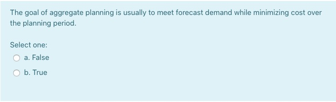 Solved The goal of aggregate planning is usually to meet | Chegg.com