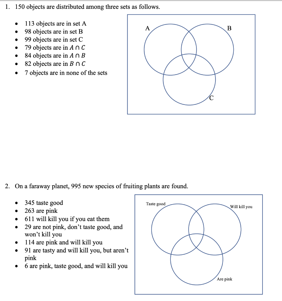 Solved Discrete Mathmatics, fill in the venn diagram using | Chegg.com