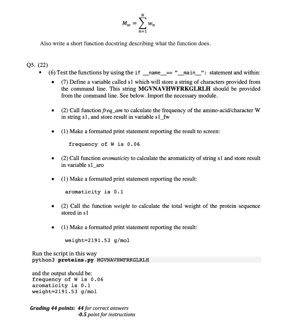 1 (44) The provided python module proteins.py | Chegg.com