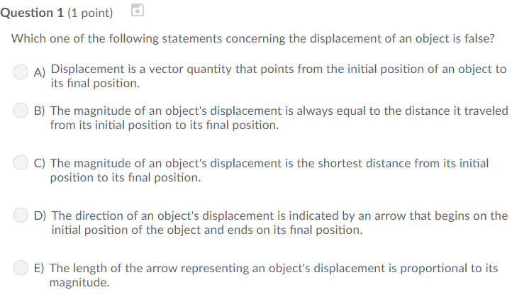 Solved Question 1 (1 point) Which one of the following | Chegg.com
