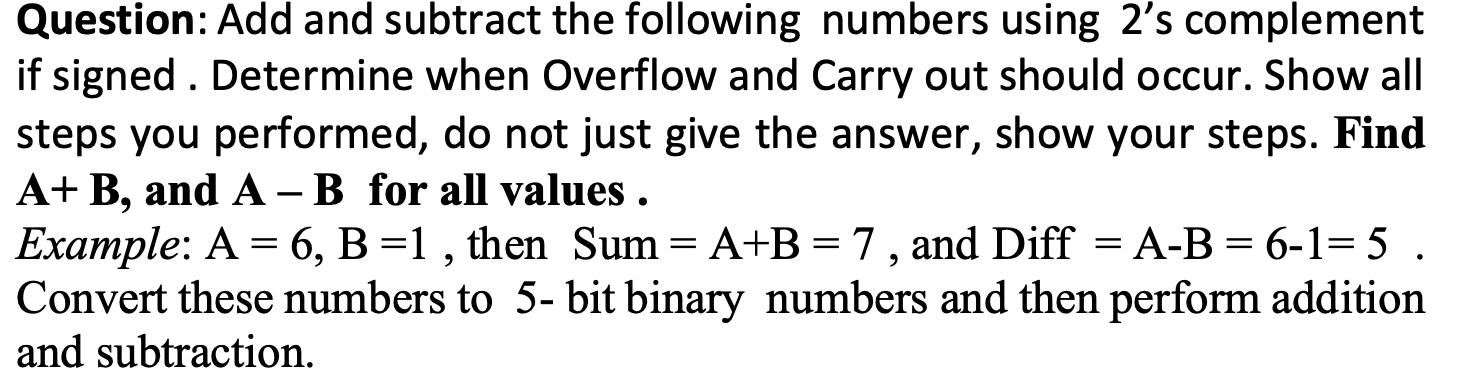 Solved Question: Add and subtract the following numbers | Chegg.com