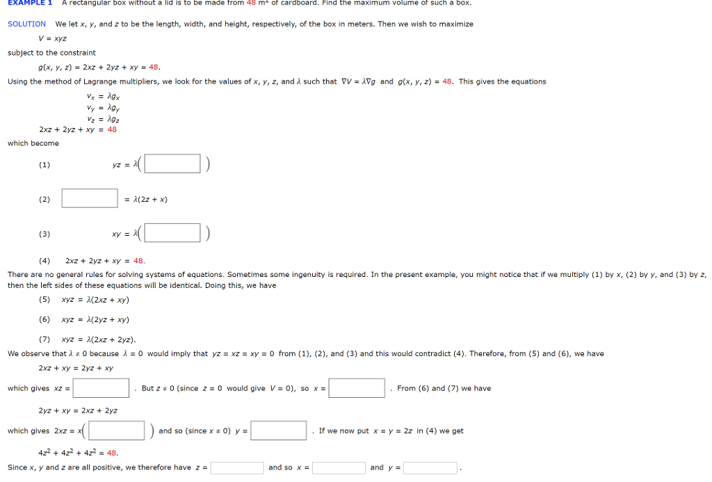 Solved EXAMPLE 1 A rectangular box without a lid is to be | Chegg.com