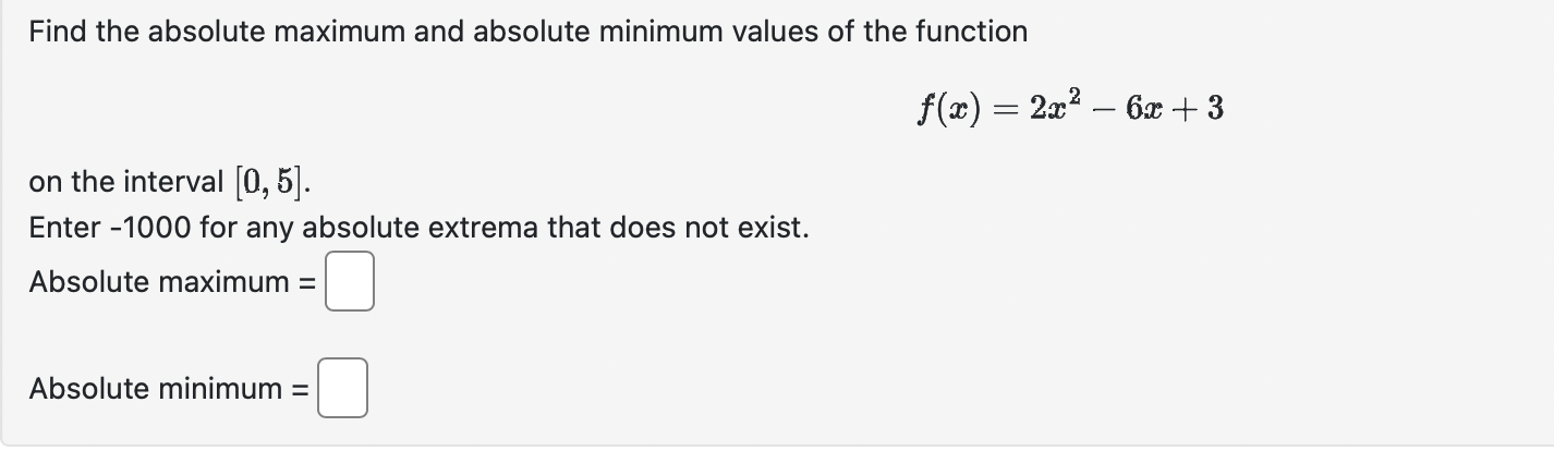 Solved Find the absolute maximum and absolute minimum values | Chegg.com