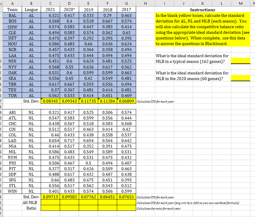 Complete as many of the yellow cells as possible | Chegg.com