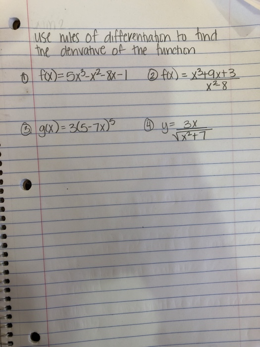 Solved Use the rules of differentiation to find the | Chegg.com