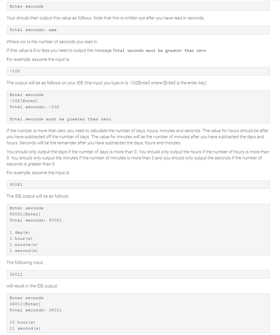 Using C++ you will read in the number of seconds | Chegg.com
