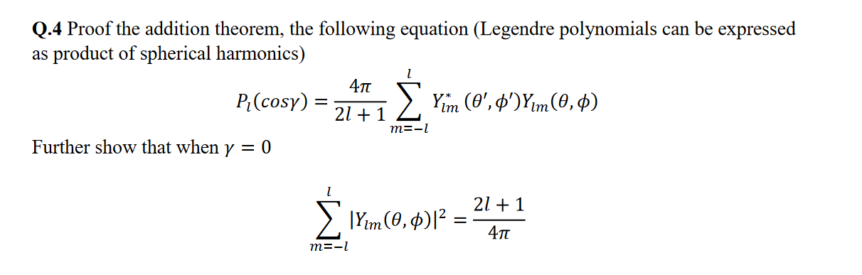 Solved Q 4 Proof The Addition Theorem The Following