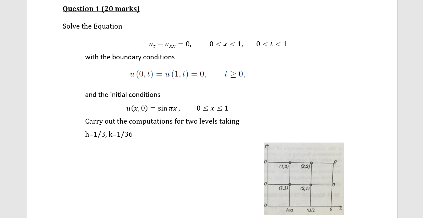 Solved Question 1 (20 marks) Solve the Equation Uxx = 0, 0