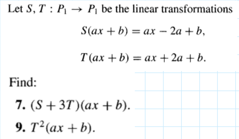 Solved Let S,T:P1→P1 be the linear transformations | Chegg.com