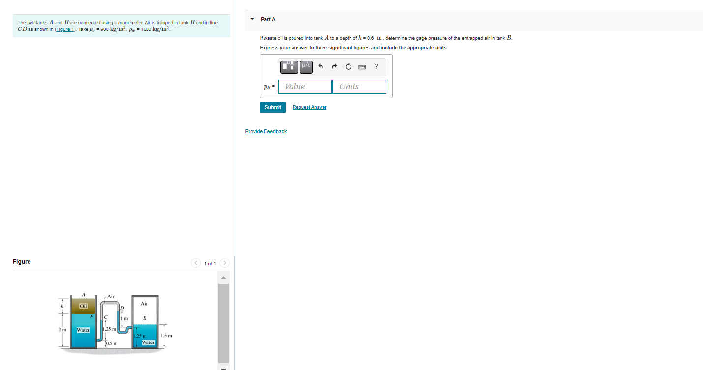 Solved The two tanks A and B are connected using a | Chegg.com