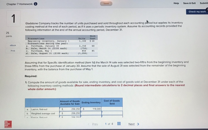 Solved Help Save & Exit Submit Chapter 7 Homework Check my | Chegg.com